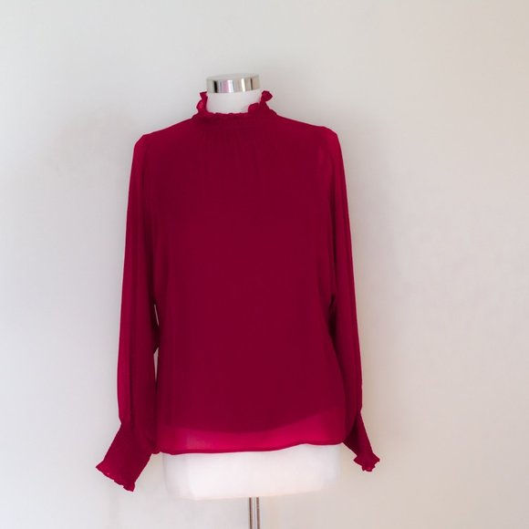 Vince Camuto | Tops | Vince Camuto Red Chiffon Top | Poshmark